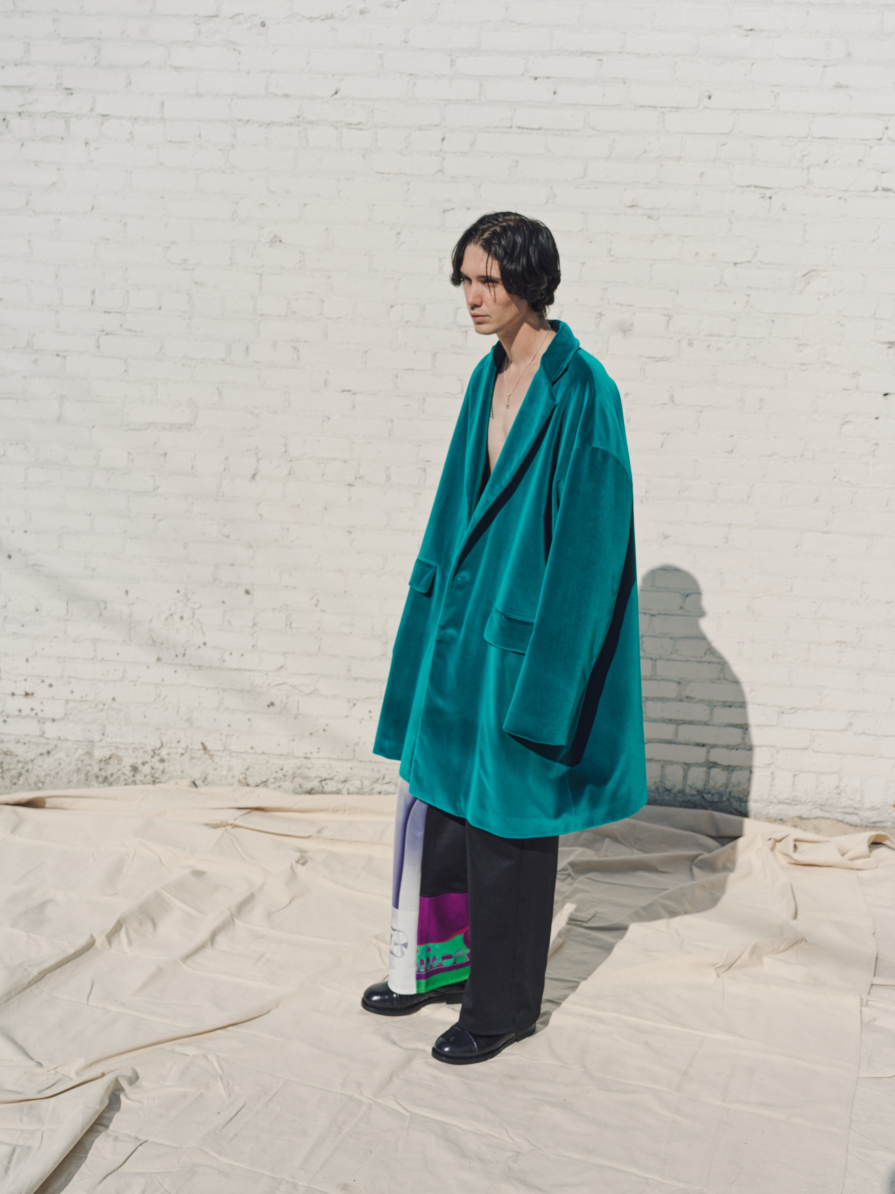 Lanvin Turquoise Velvet Reversible Padded Rosenquist Print Lining Car ...