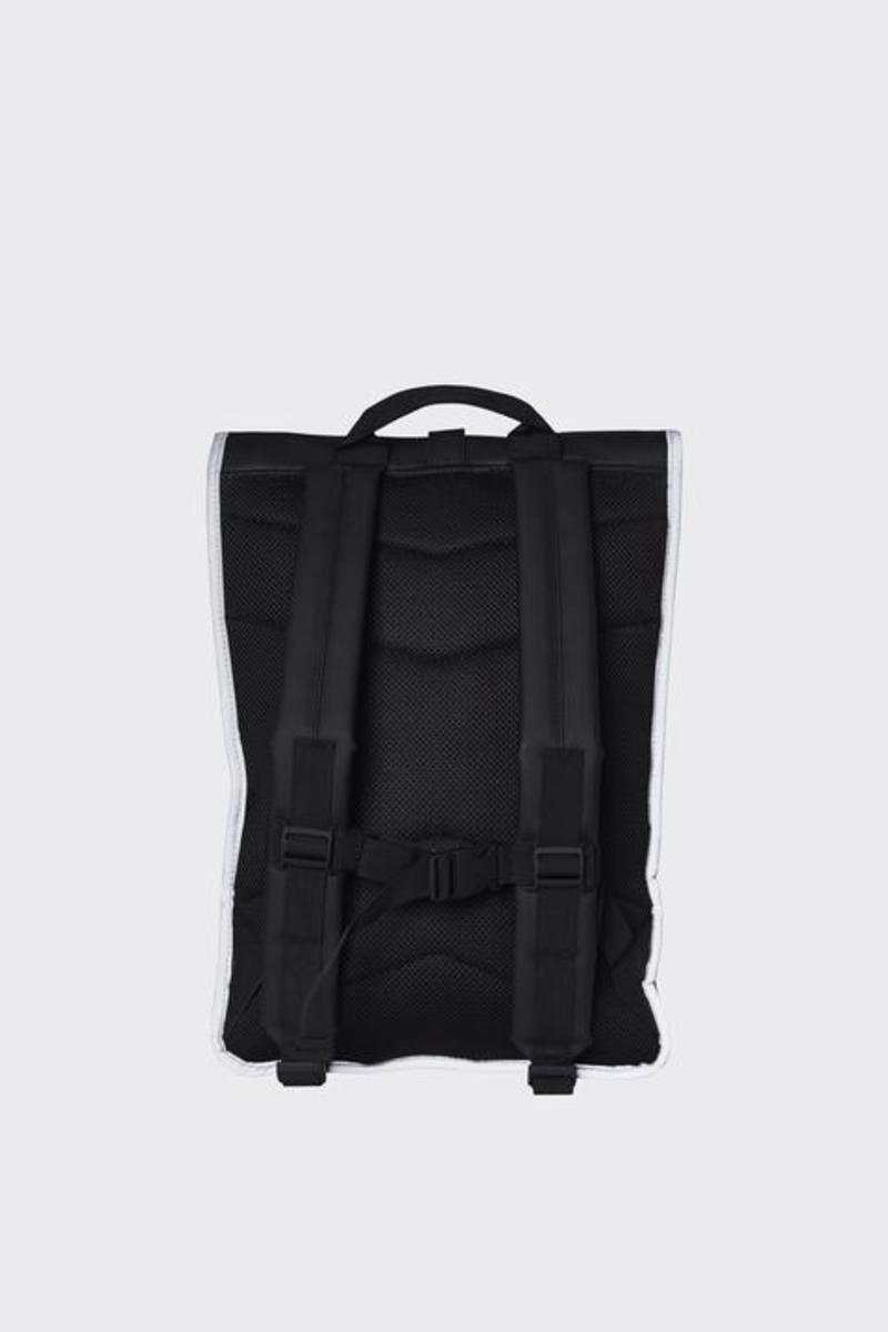 Rains Reflective Roll Top Rucksack bag - Black | Garmentory