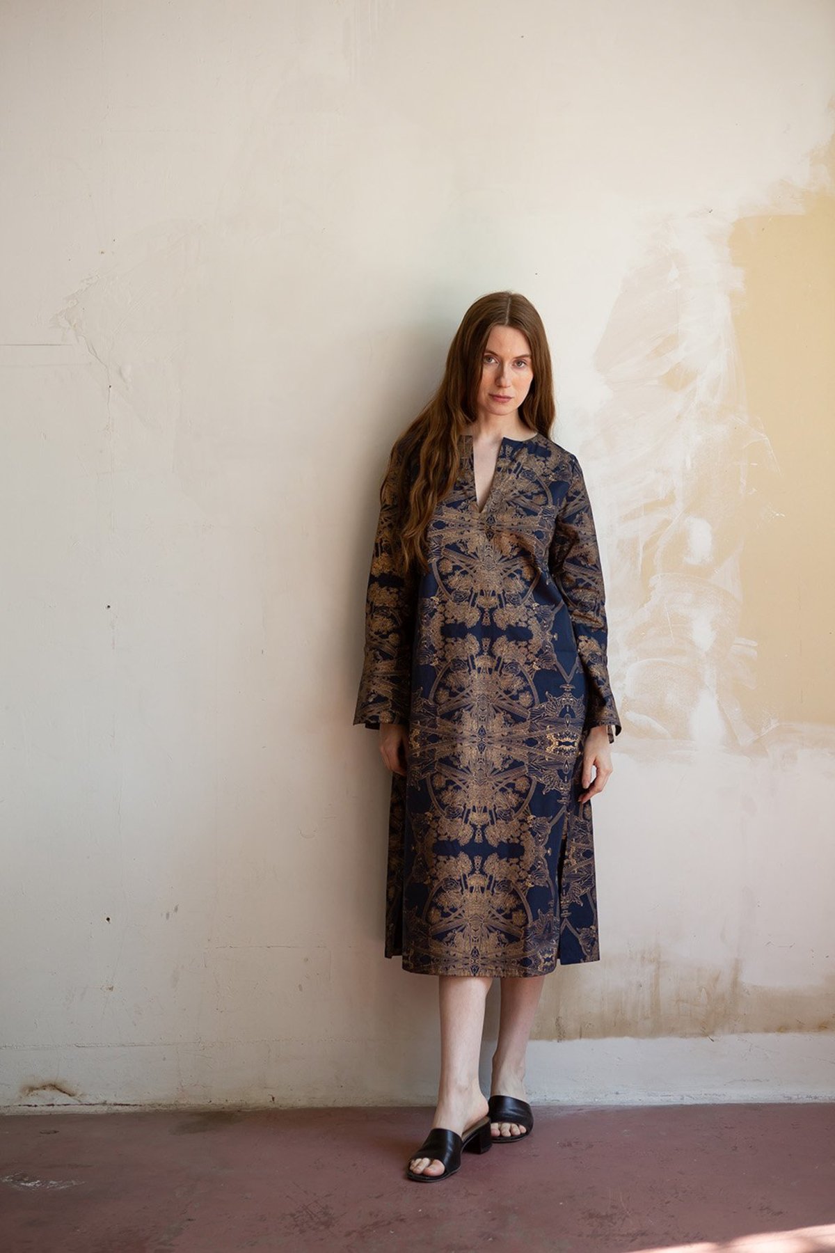Erica Tanov Botanicus Nava Dress - Navy/Gold | Garmentory