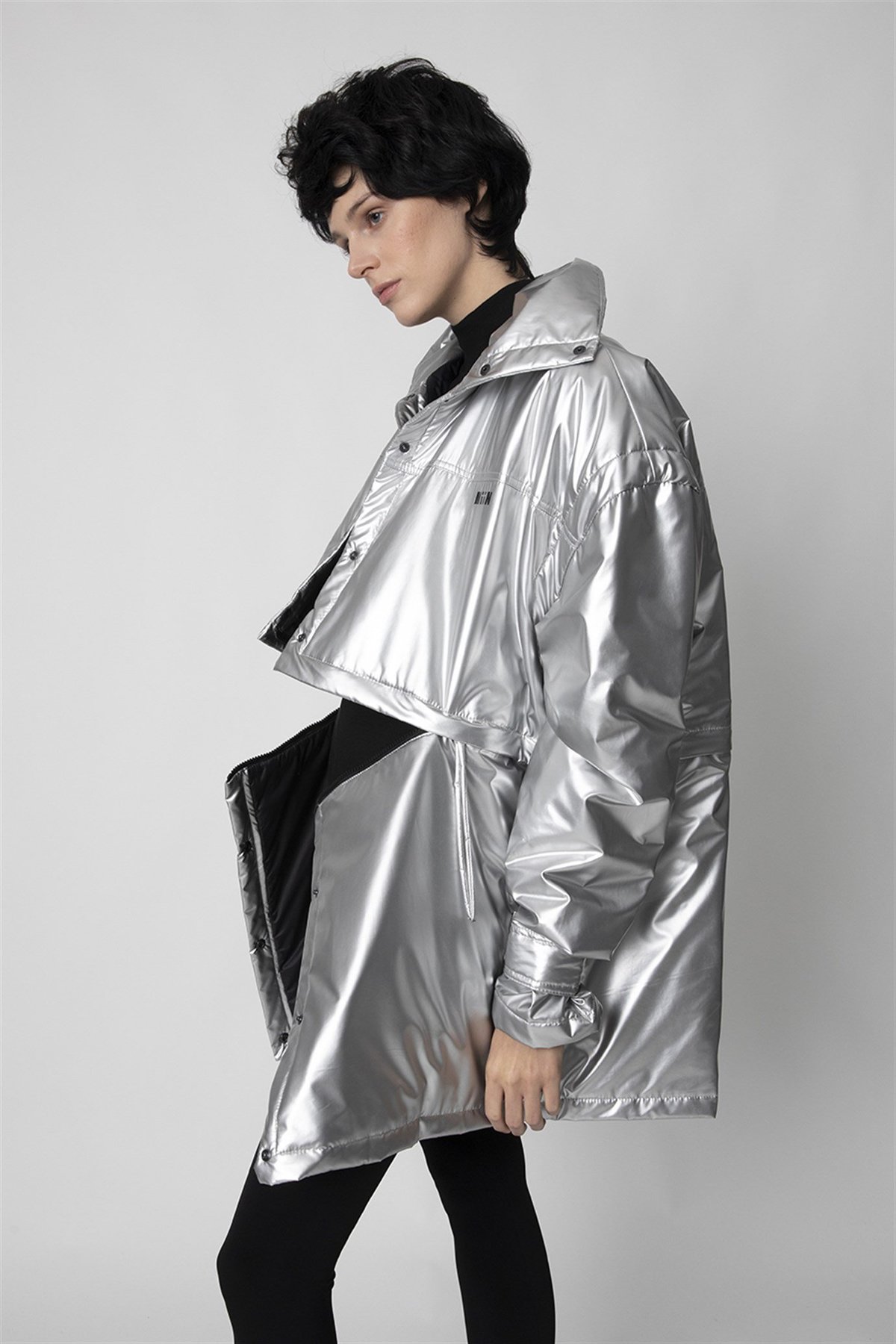 Miin Shiny Puffer Jacket - Silver | Garmentory