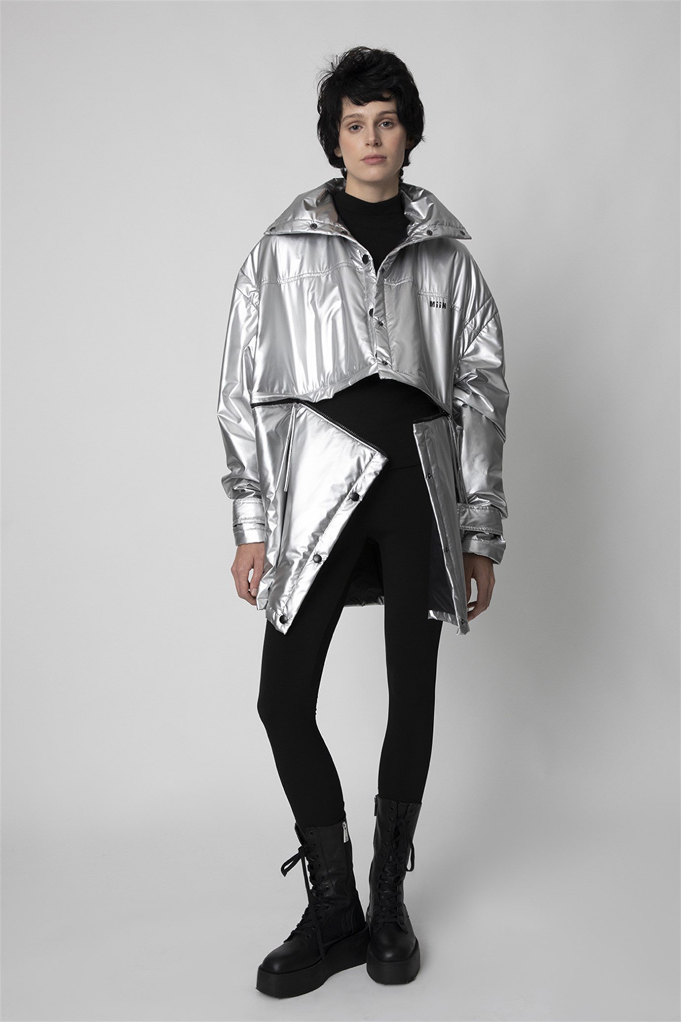 Miin Shiny Puffer Jacket - Silver | Garmentory