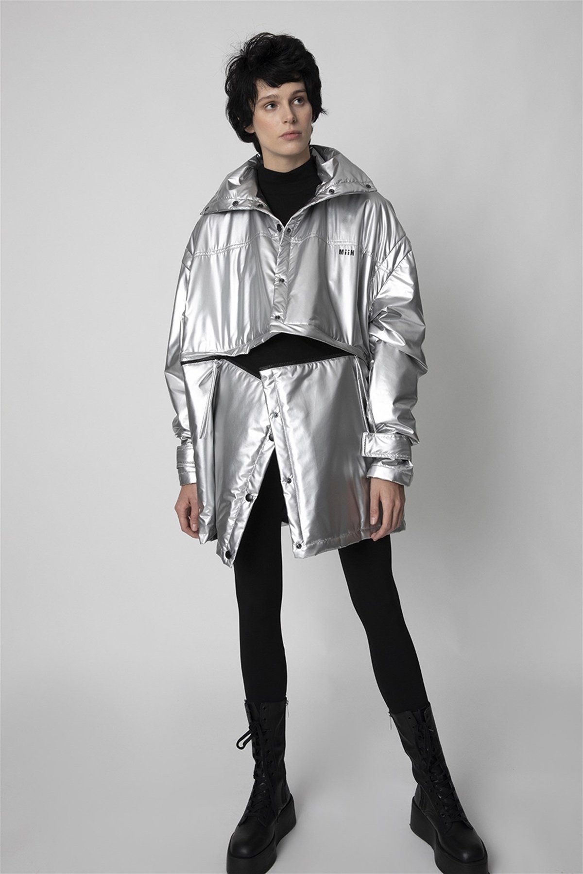 Miin Shiny Puffer Jacket - Silver | Garmentory