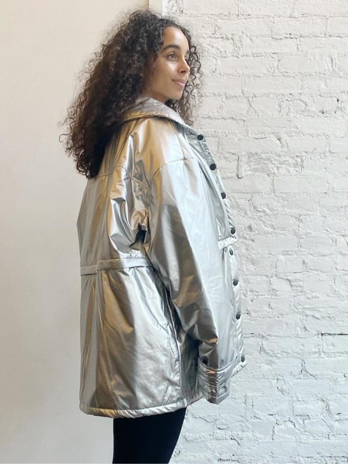 Miin Shiny Puffer Jacket - Silver | Garmentory