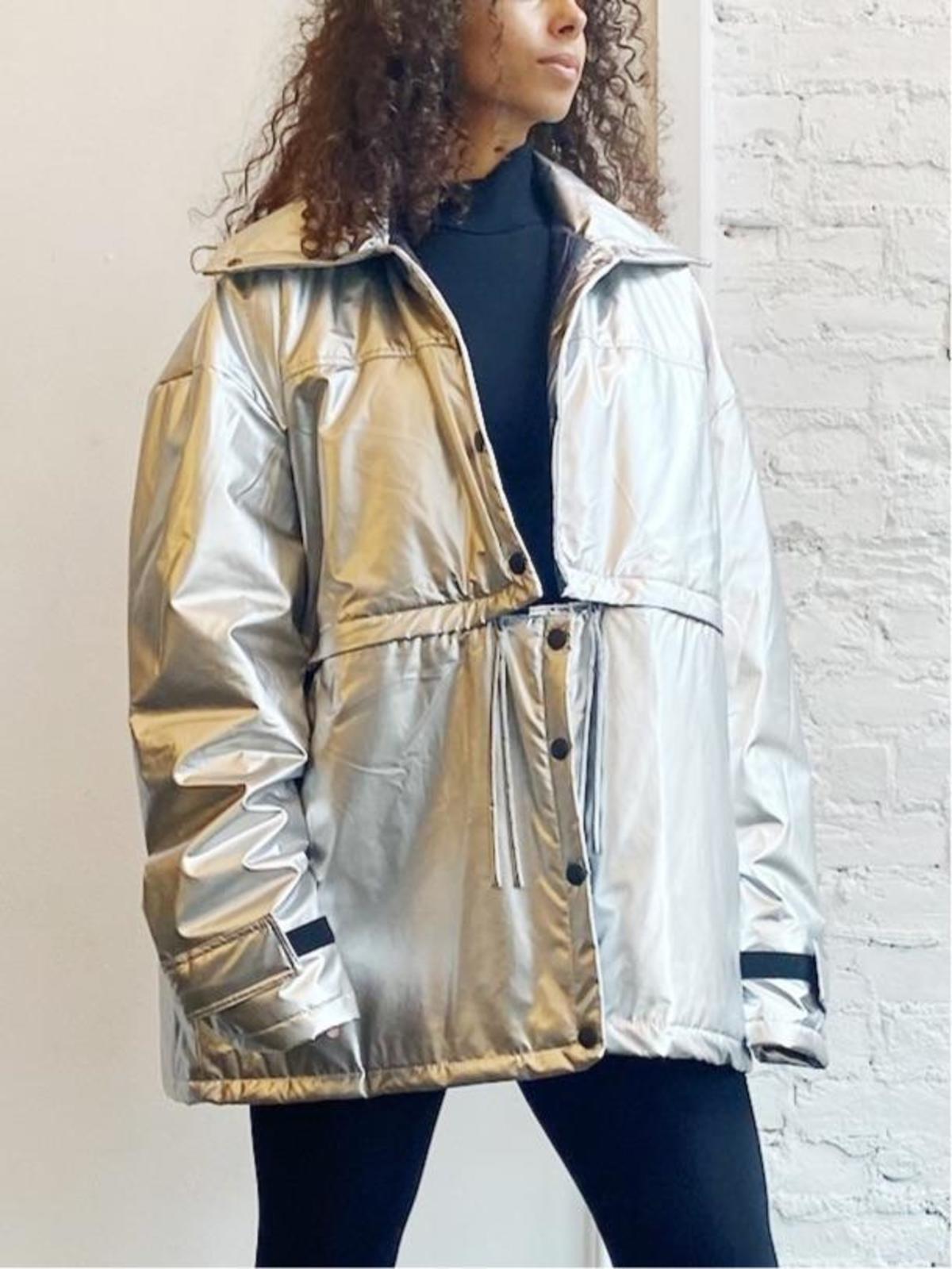 Miin Shiny Puffer Jacket - Silver | Garmentory