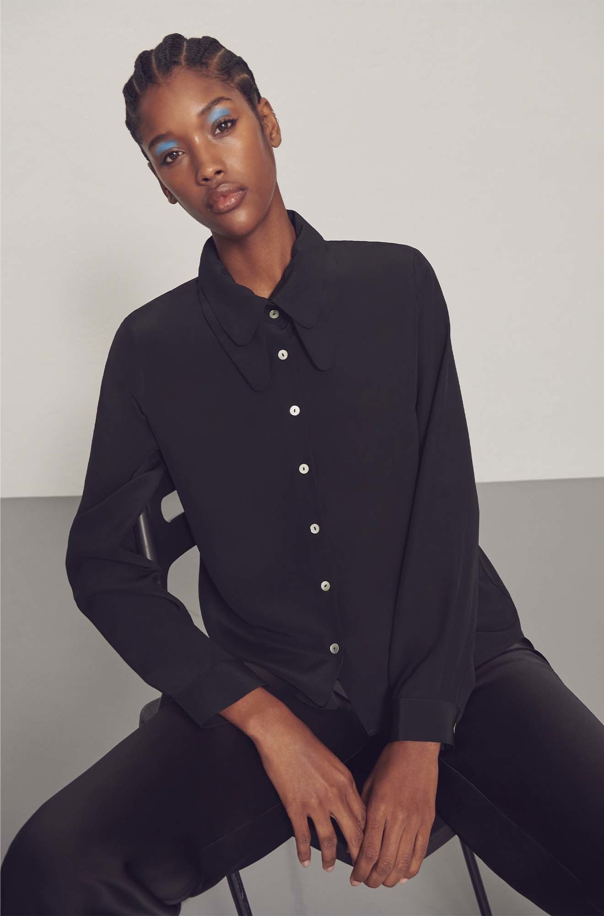 Silk Laundry Cdc Double Collar Shirt - Black | Garmentory