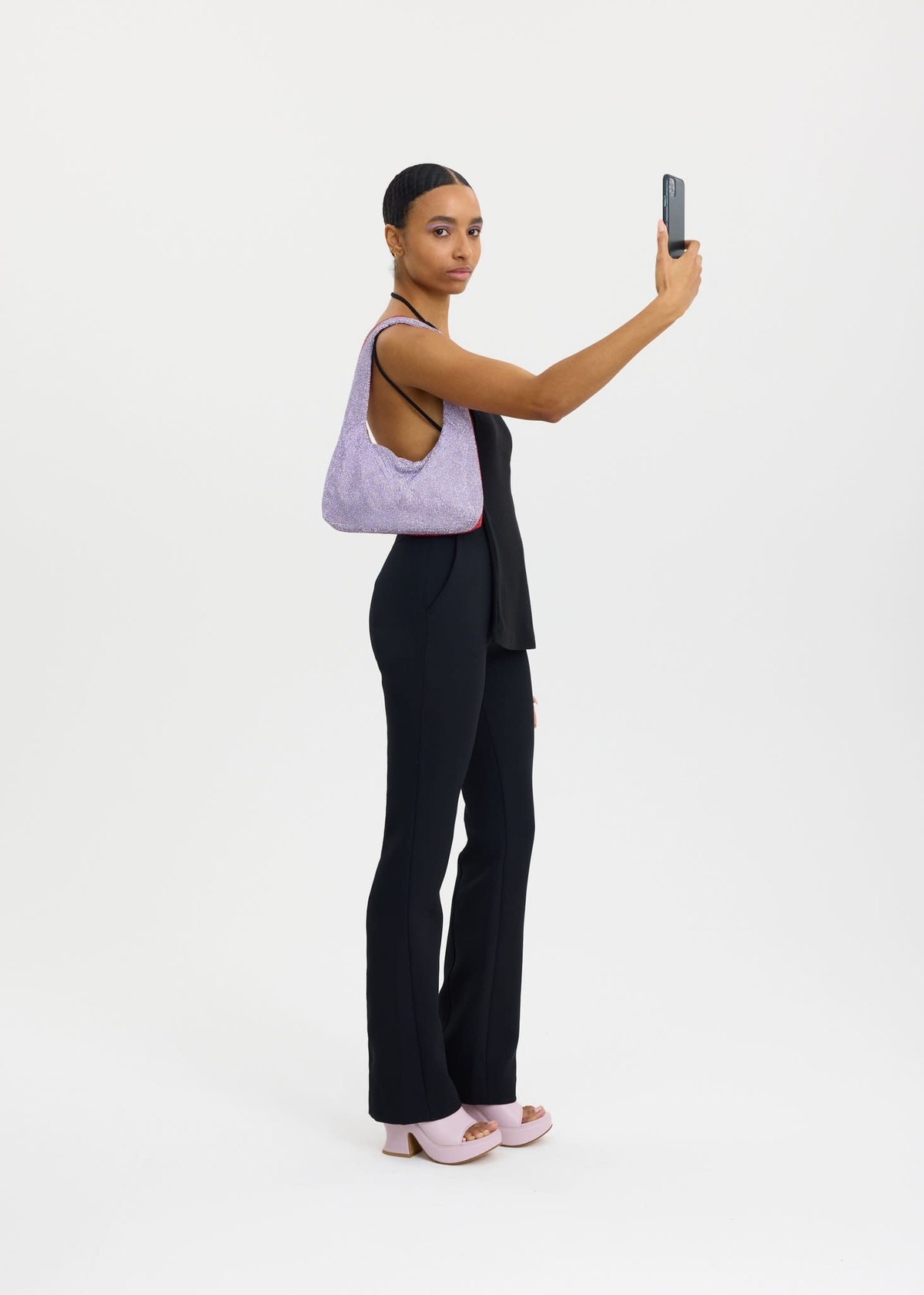 KARA Crystal Mesh Armpit Bag - Red/Lilac | Garmentory