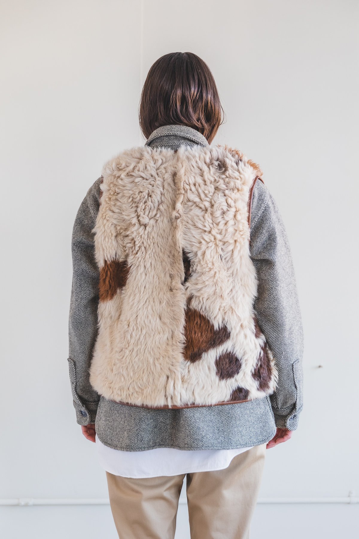 CAWLEY STUDIO ELLA SHEEPSKIN VEST - COW PRINT | Garmentory