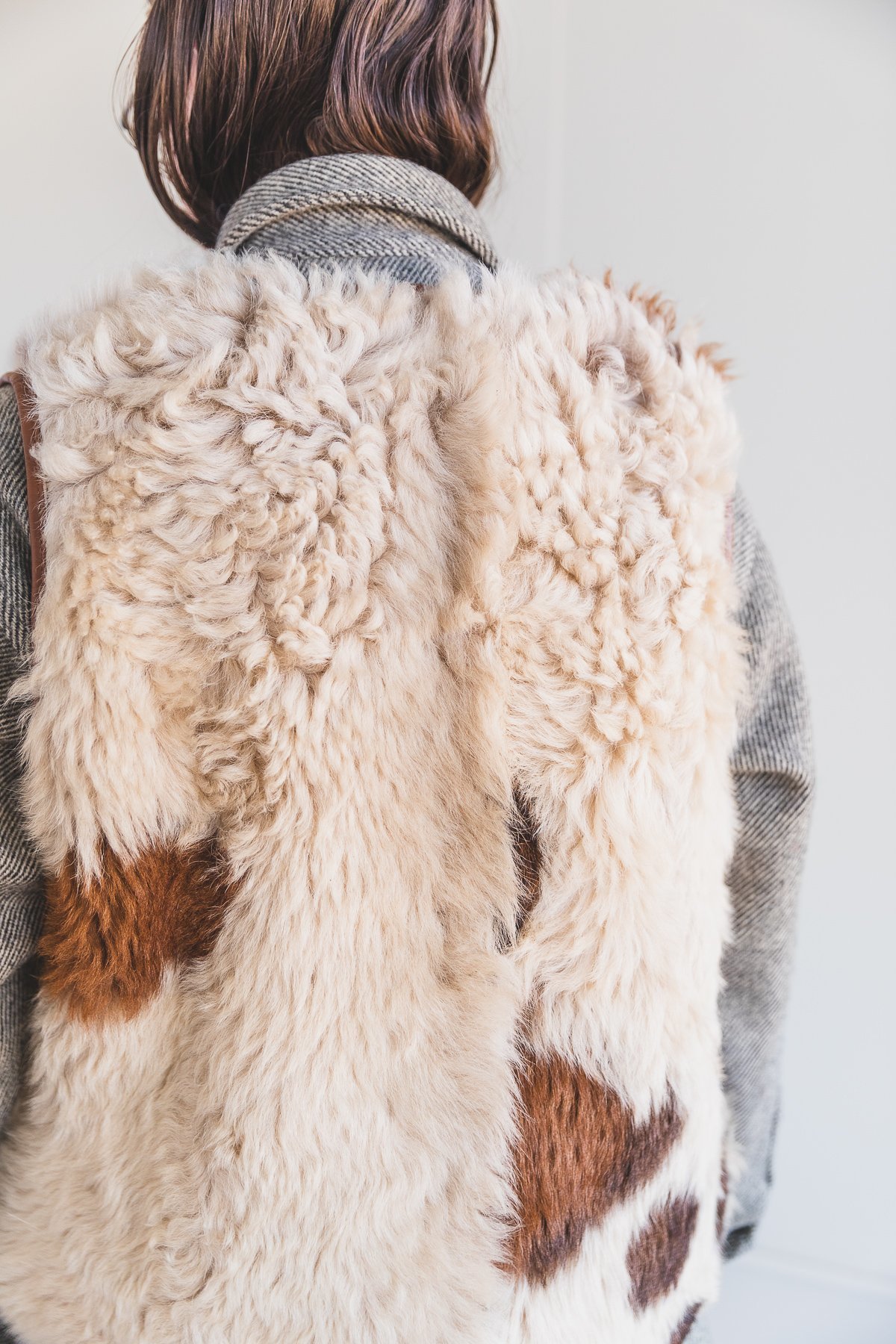 CAWLEY STUDIO ELLA SHEEPSKIN VEST - COW PRINT | Garmentory