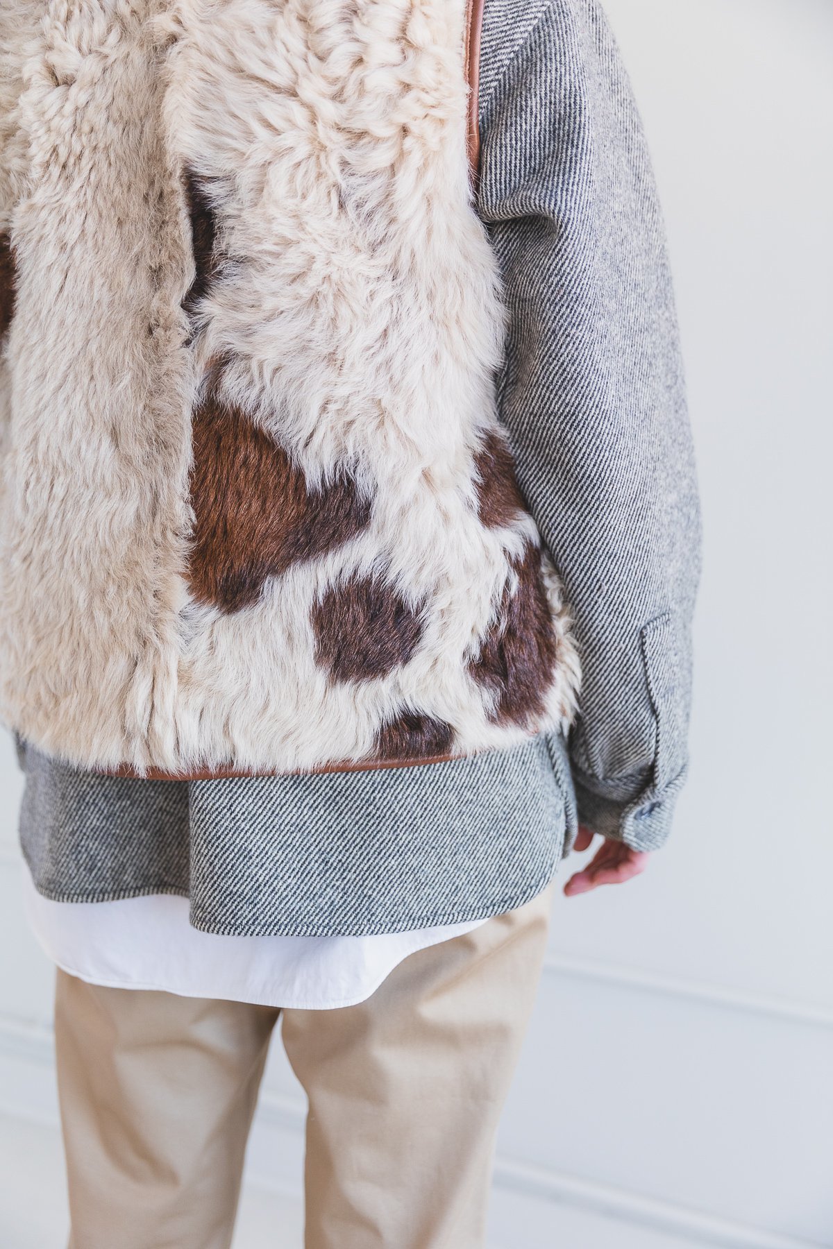 CAWLEY STUDIO ELLA SHEEPSKIN VEST - COW PRINT | Garmentory