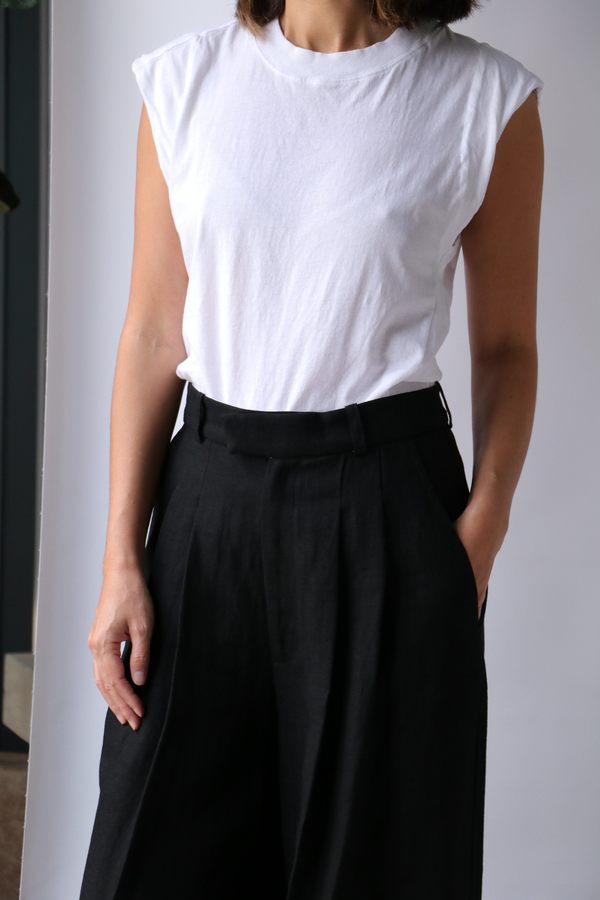 Bassike Wide Shoulder Athletic Tank - White | Garmentory