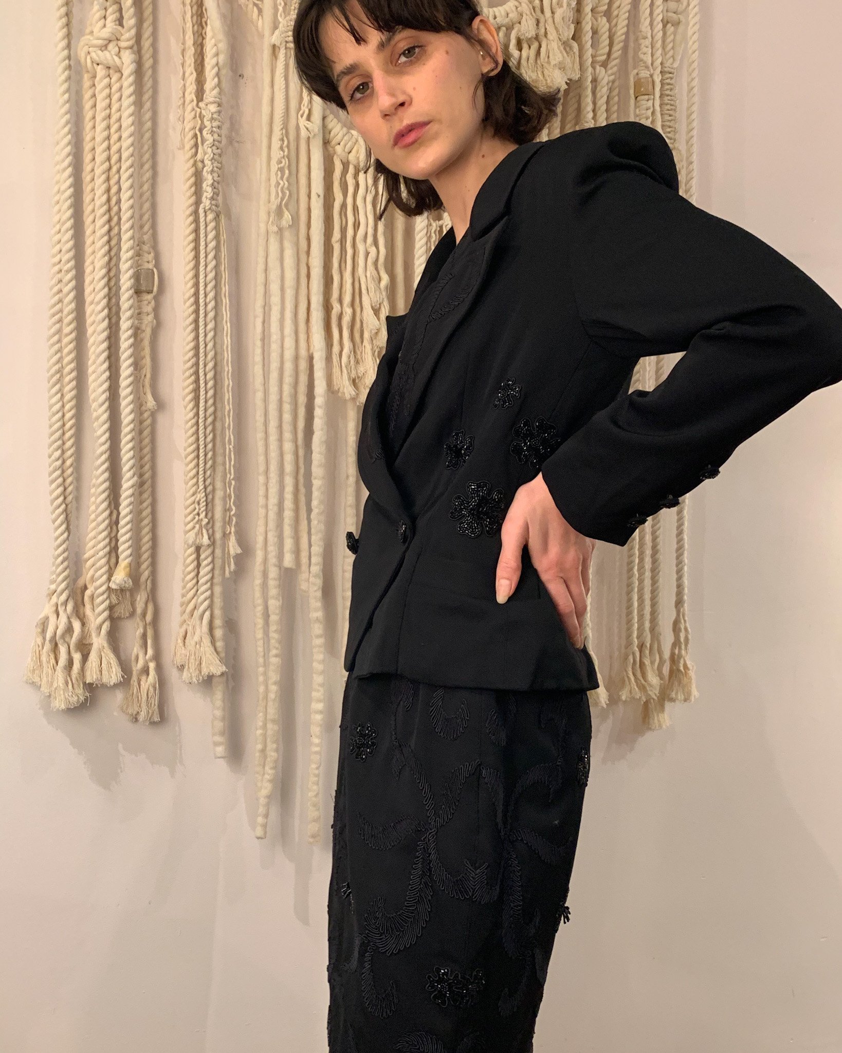 Vintage Beaded Blazer - Black | Garmentory
