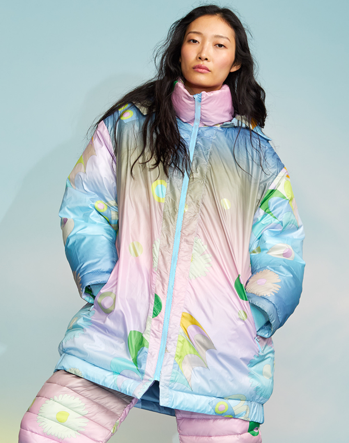 Cynthia Rowley Cosmo Puffer Jacket - Ombre Pink/Blue | Garmentory