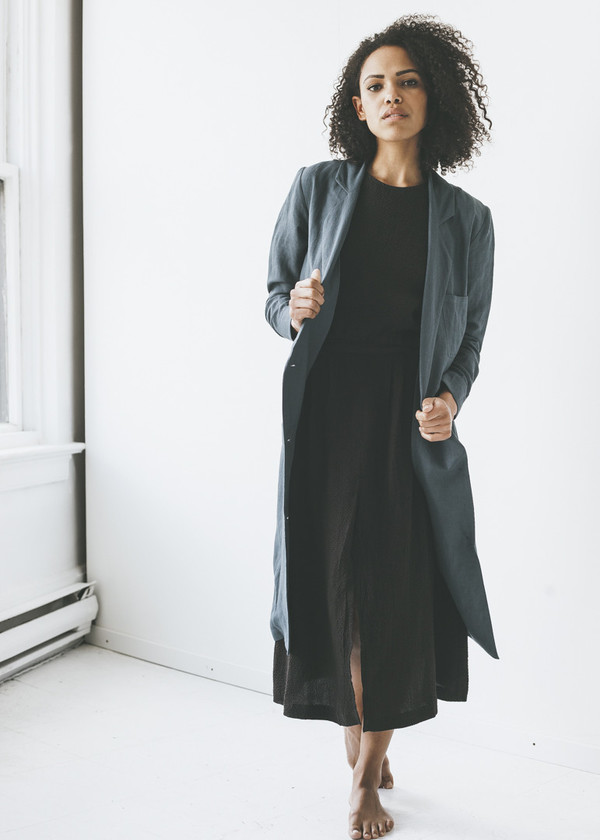 First Rite - Belted Overcoat in Slate | Garmentory