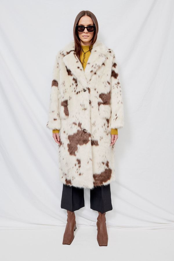 STAND STUDIO Cow Print Eco-Fur Coat | atelier-yuwa.ciao.jp