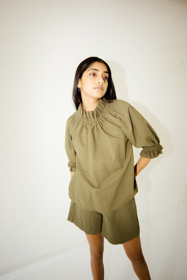 Muse the Label Celia Shirt - Khaki | Garmentory