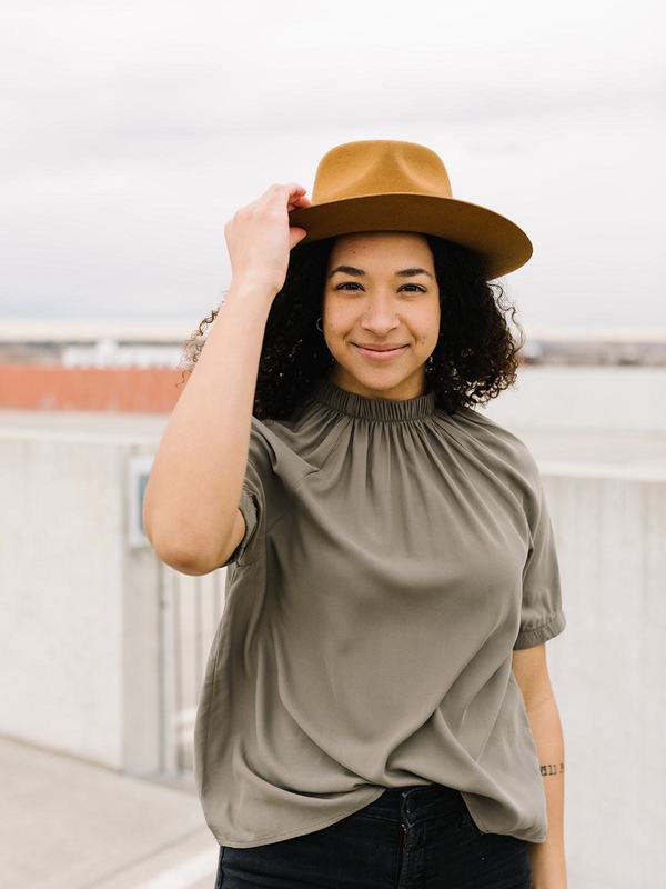 Grade & Gather Elastic Neckline Modal Blouse - Dune | Garmentory