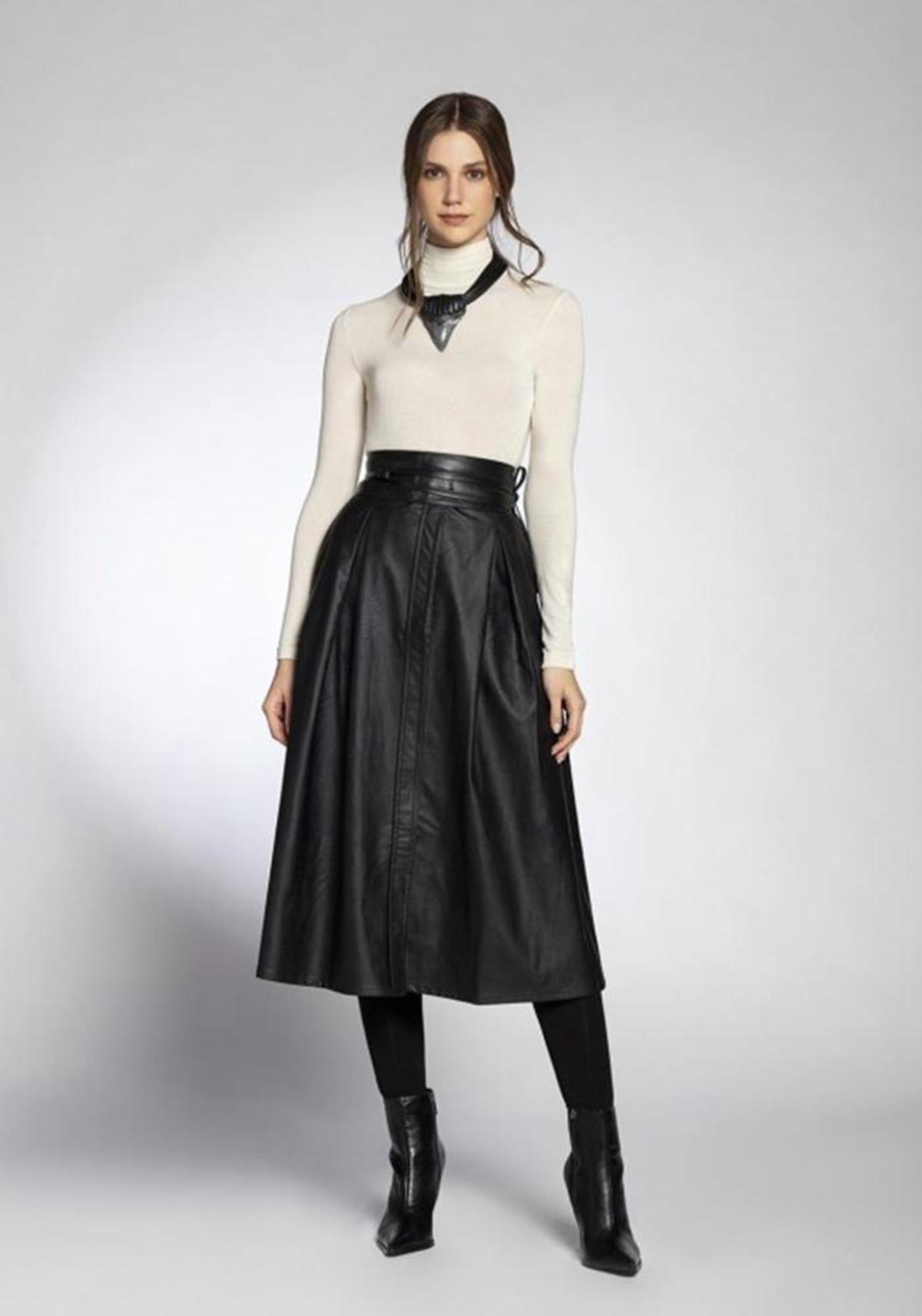 Join Clothes Two Pleat Skirt - Faux Croc | Garmentory