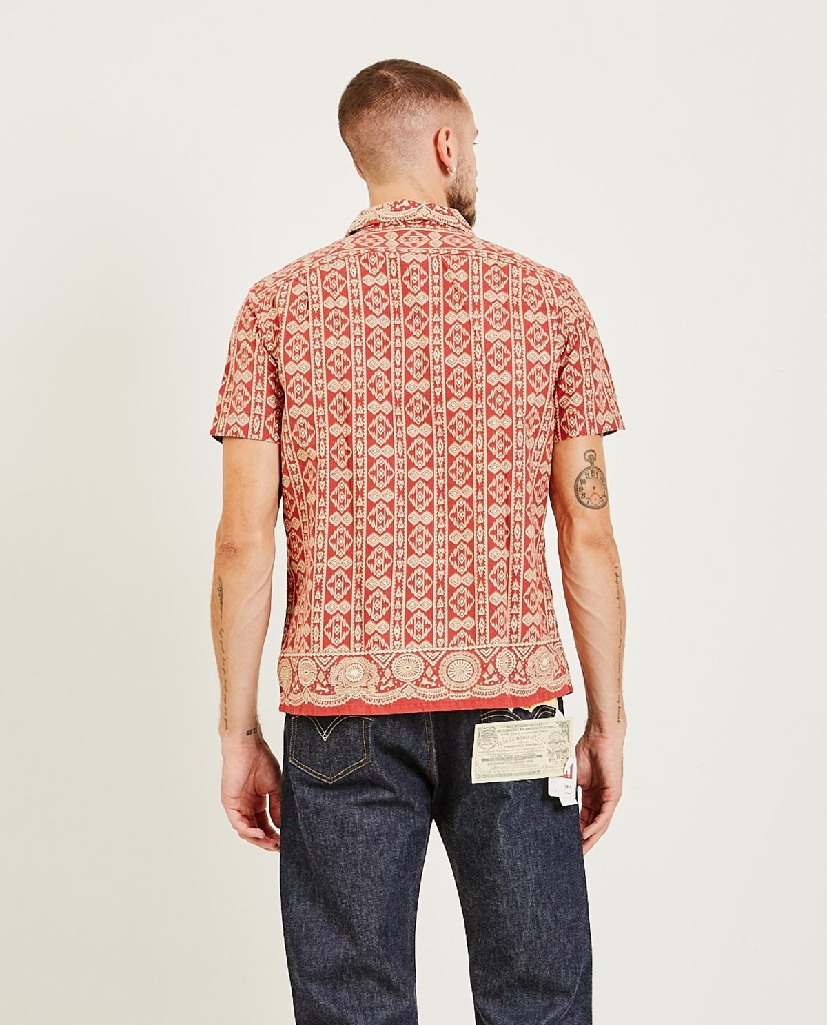 RRL Western Print Camp Shirt - Red/Tan | Garmentory