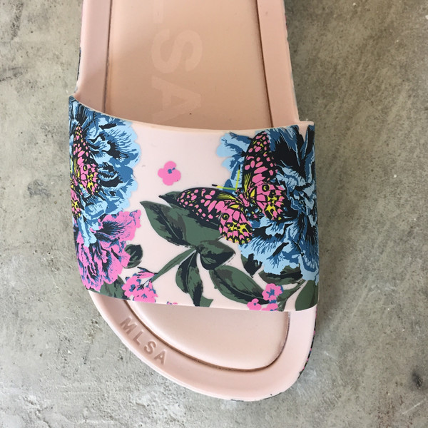 Melissa Beach Slide III in Pink Flower | Garmentory
