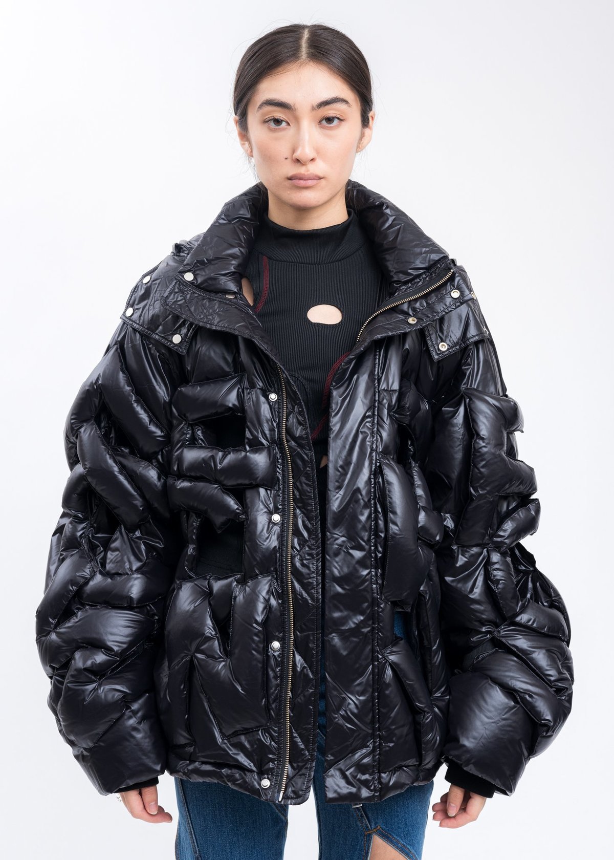 Feng Chen Wang 3D FCW Letter Down Jacket - Black | Garmentory