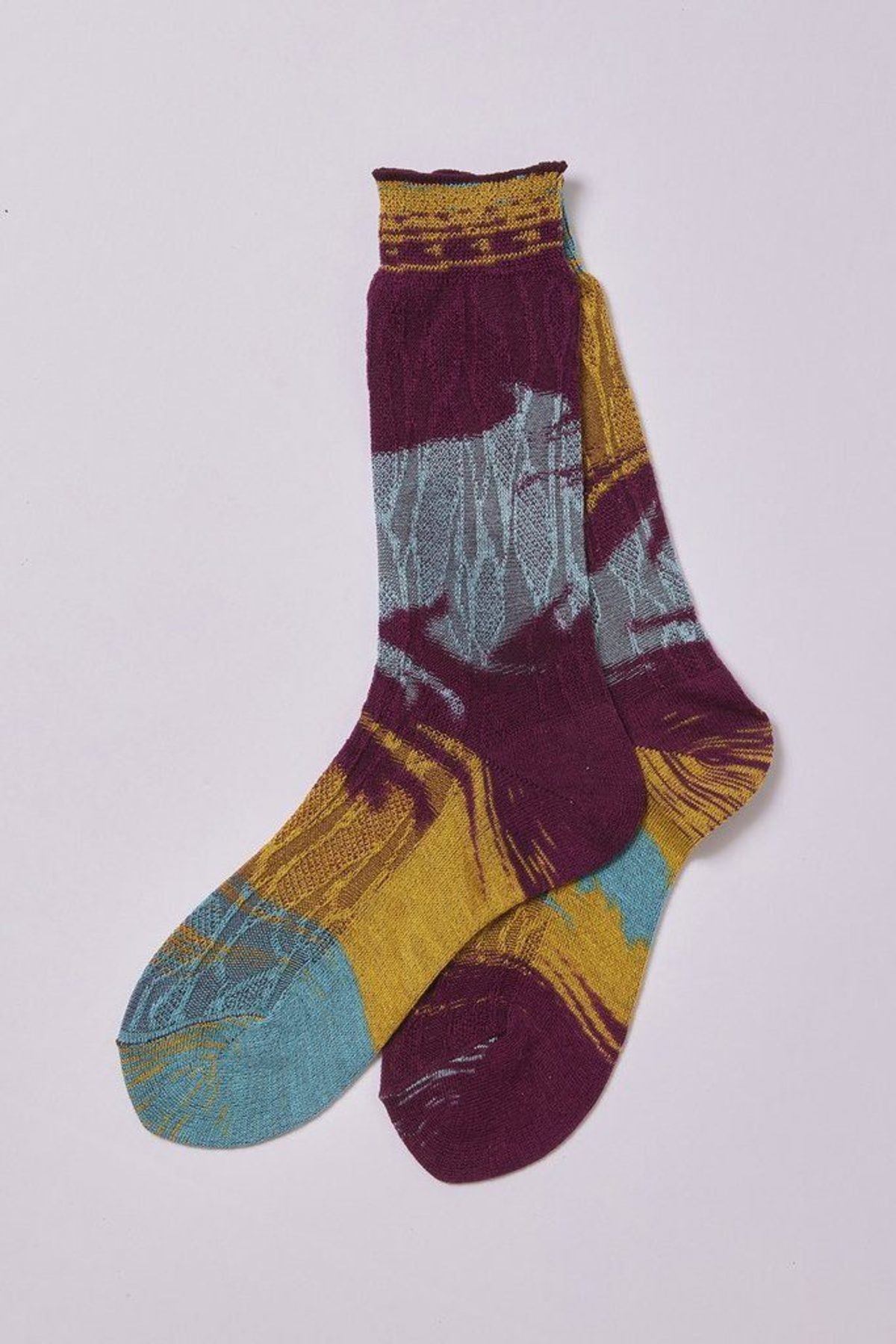 Japanese Leaf Kasuri Socks - Deep Jungle | Garmentory