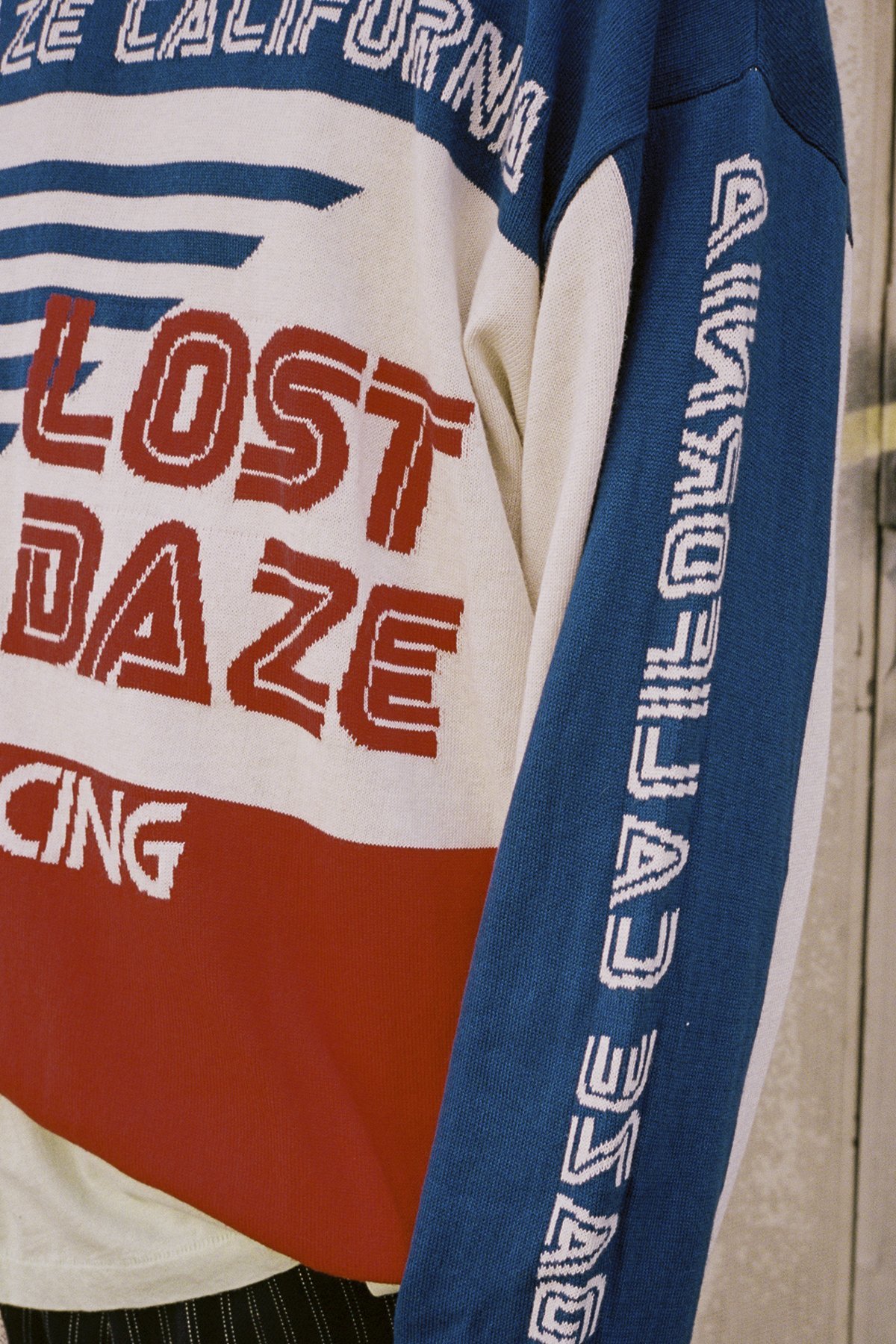 Lost Daze Knit Vintage Racing Sweater - Red/Blue | Garmentory