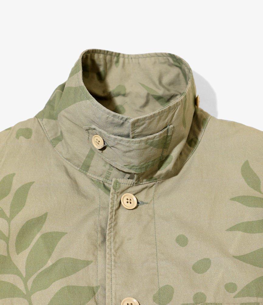 Engineered Garments Explorer Shirt Jacket - Khaki Olive Leaf Print ...