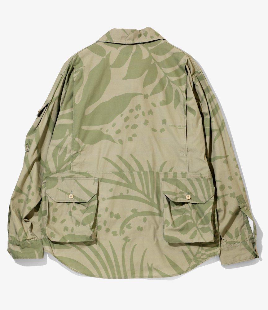 Engineered Garments Explorer Shirt Jacket - Khaki Olive Leaf Print ...