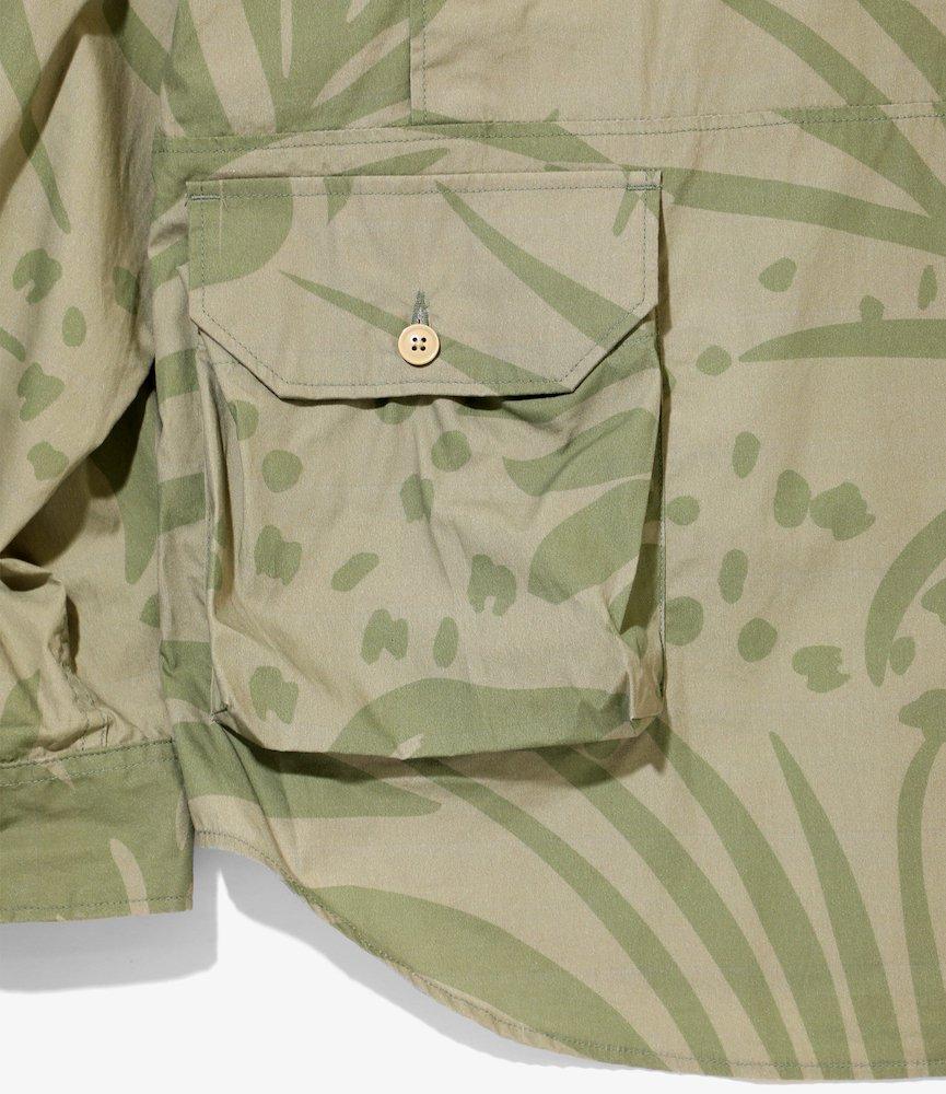 Engineered Garments Explorer Shirt Jacket - Khaki Olive Leaf Print ...