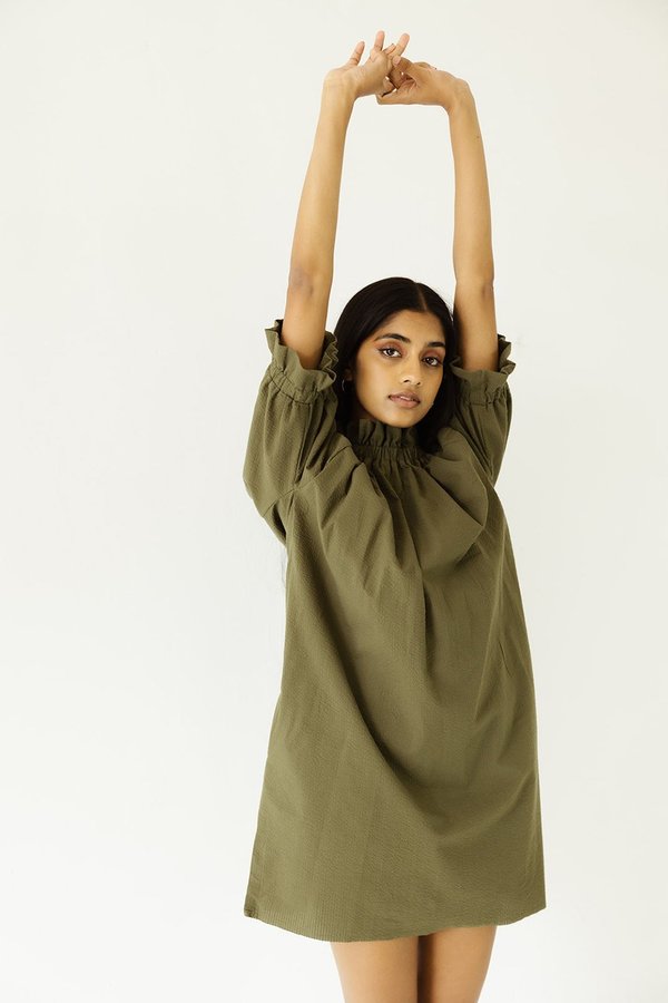 Muse the Label Celia Dress - Khaki | Garmentory