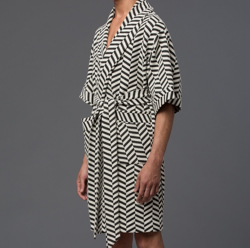 VESTMENT - Cordoba Robe - White & Black Chevron Jacquard | Garmentory