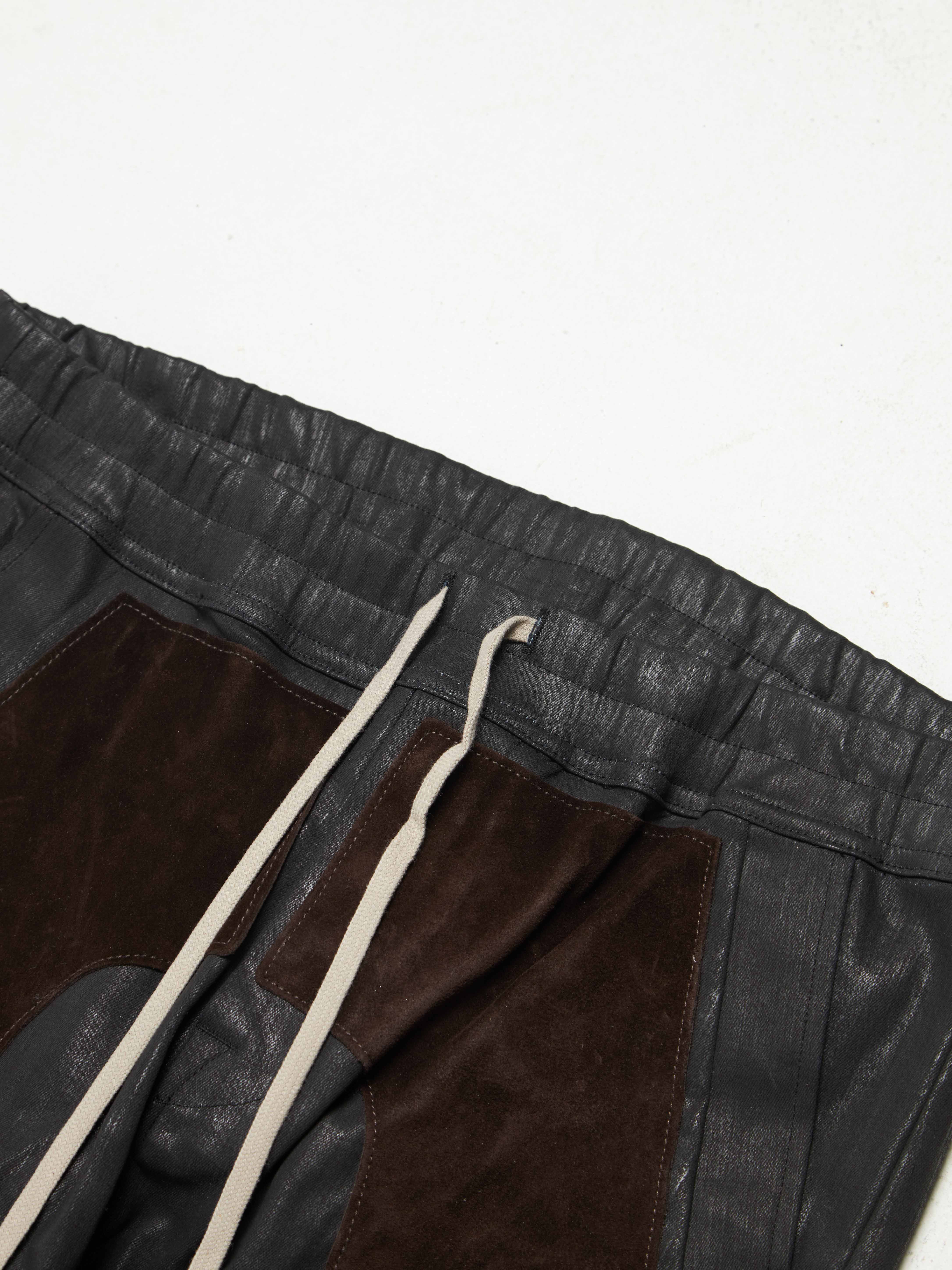 Rick Owens Waxed Suede Detailed Runway Joggers | Garmentory
