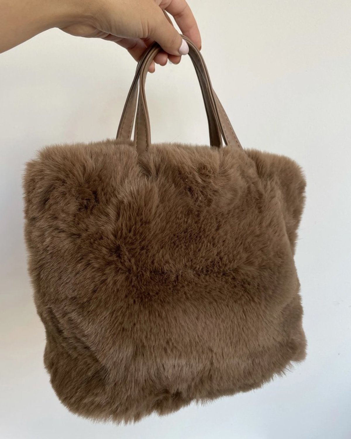 SUSANNA CHOW Elise Vegan Fur Tote - Chocolate Brown | Garmentory