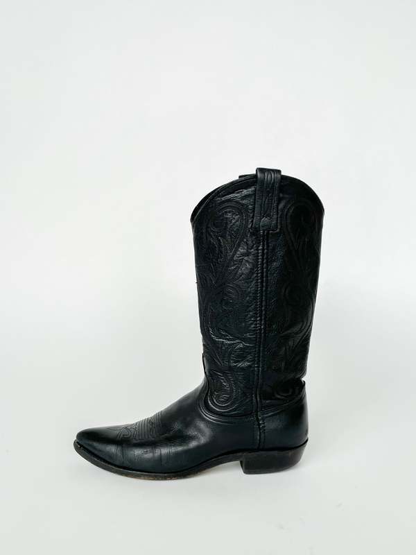Black Flame Embossed Cowboy Boots (8.5) | Garmentory