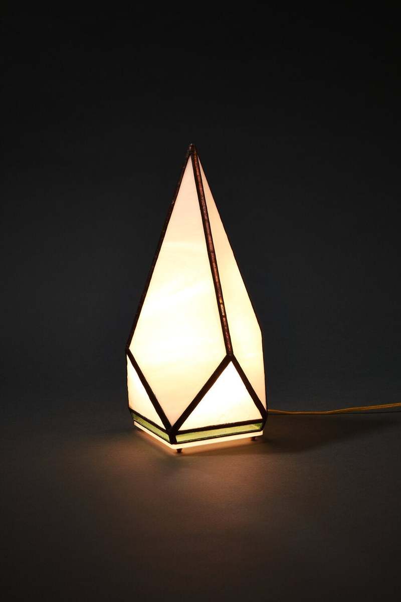 Friend of All Stained Glass Tabletop Lamp - White Mint | Garmentory