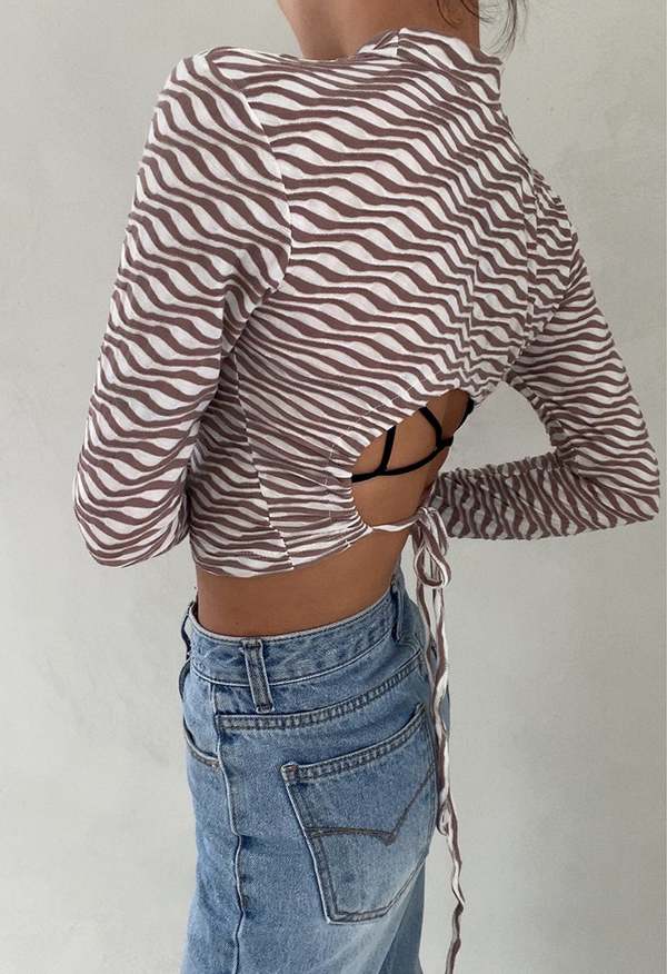 Wave Crop Top with Tie Back | Garmentory