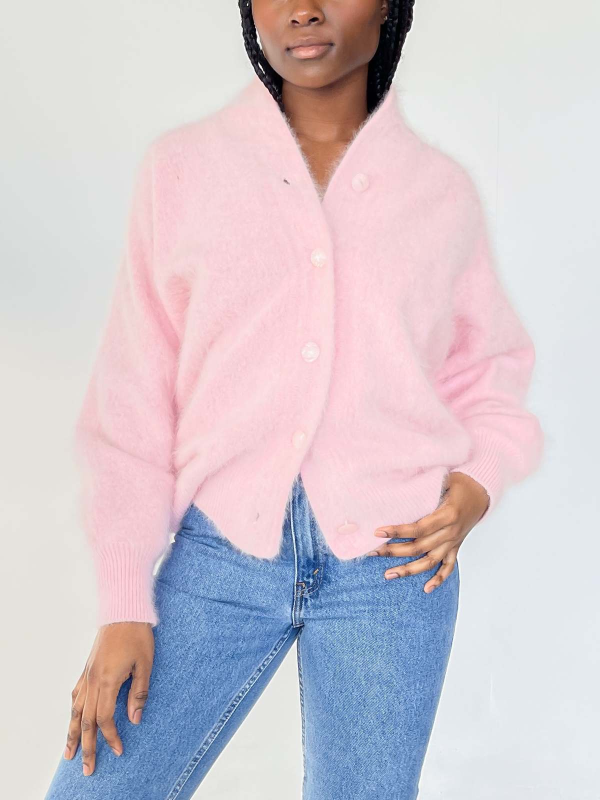 Vintage Angora Cardigan - Baby Pink | Garmentory