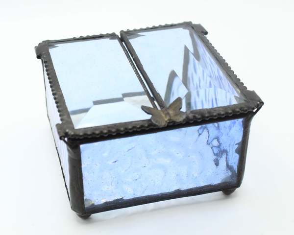 Vintage Periwinkle Stained Glass Lidded Box | Garmentory