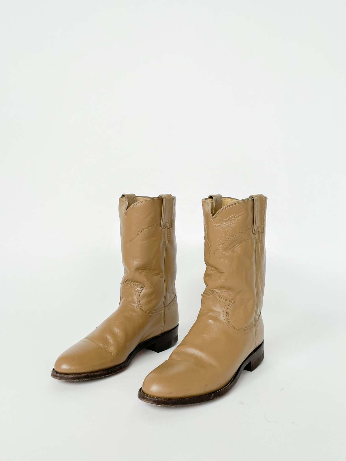 Vintage Leather Cowboy Boots - Tan | Garmentory