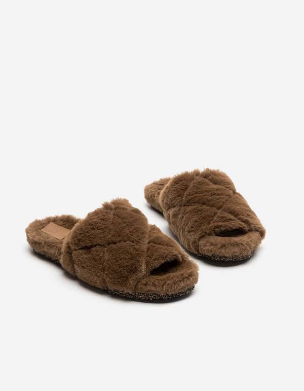 Flattered Leslie Slide Sandal - Brown Teddy | Garmentory