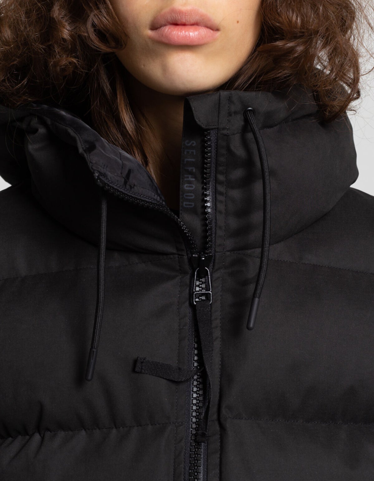 Selfhood Hooded Puffer Jacket - Black | Garmentory
