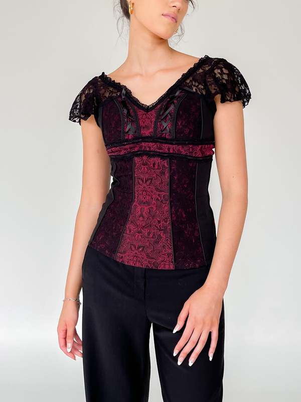 Vintage Lace Bodice Top - Black | Garmentory