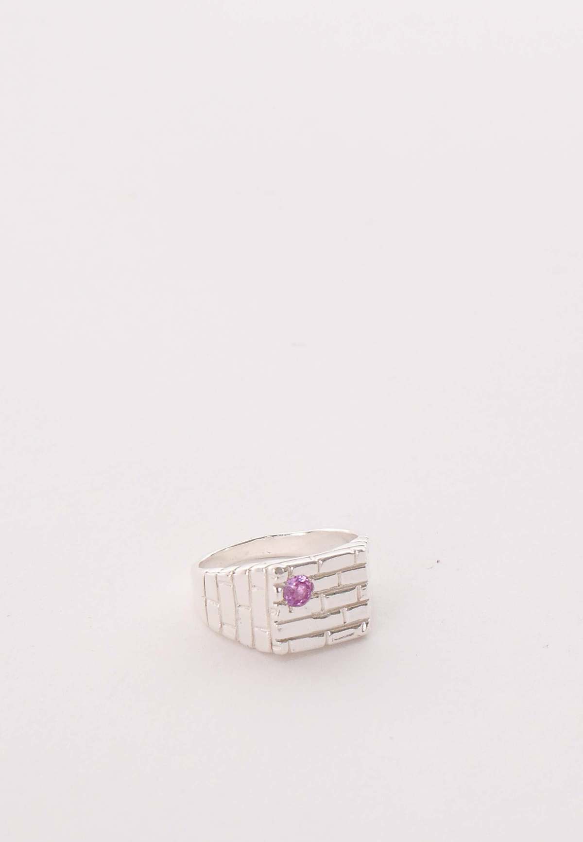 27mollys Square Block Signet Ring - pink sapphire | Garmentory