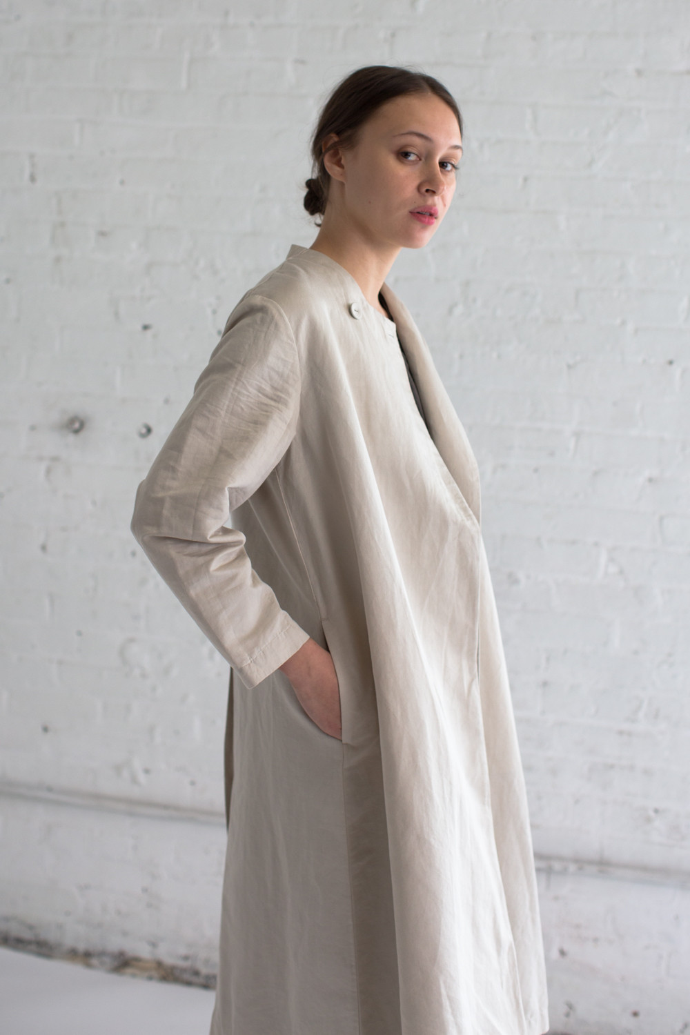 Cosmic Wonder Cotton Linen Coat in Beige | Garmentory