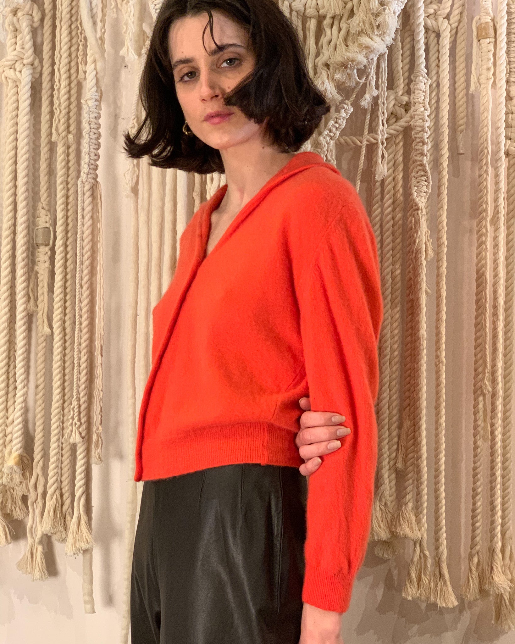 Vintage Papaya Cashmere Collared Sweater - Papaya | Garmentory