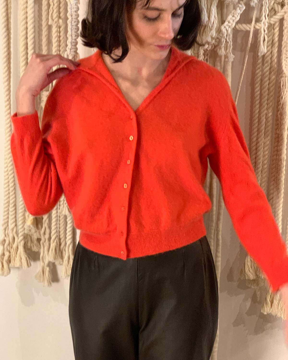 Vintage Papaya Cashmere Collared Sweater - Papaya | Garmentory