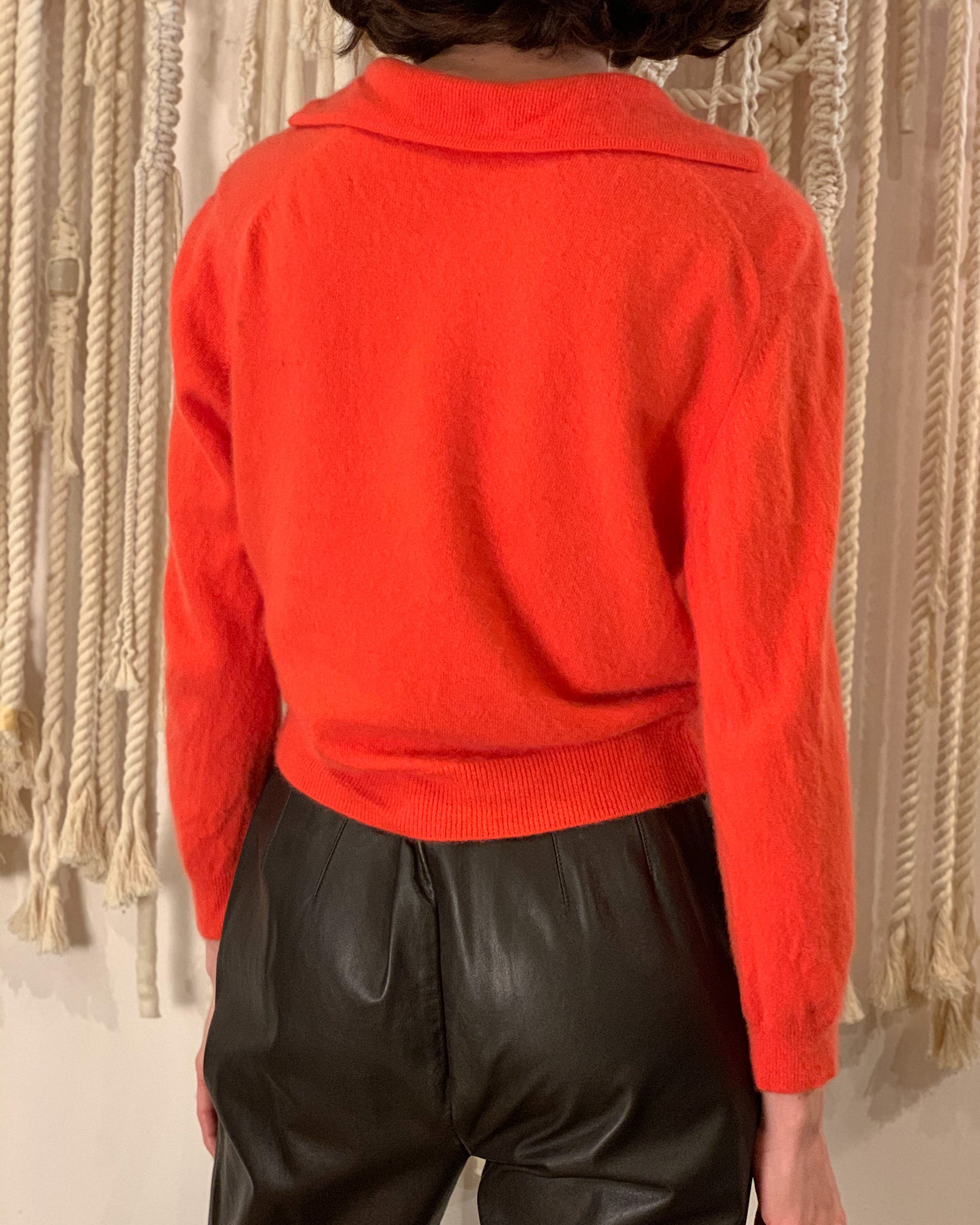 Vintage Papaya Cashmere Collared Sweater - Papaya | Garmentory