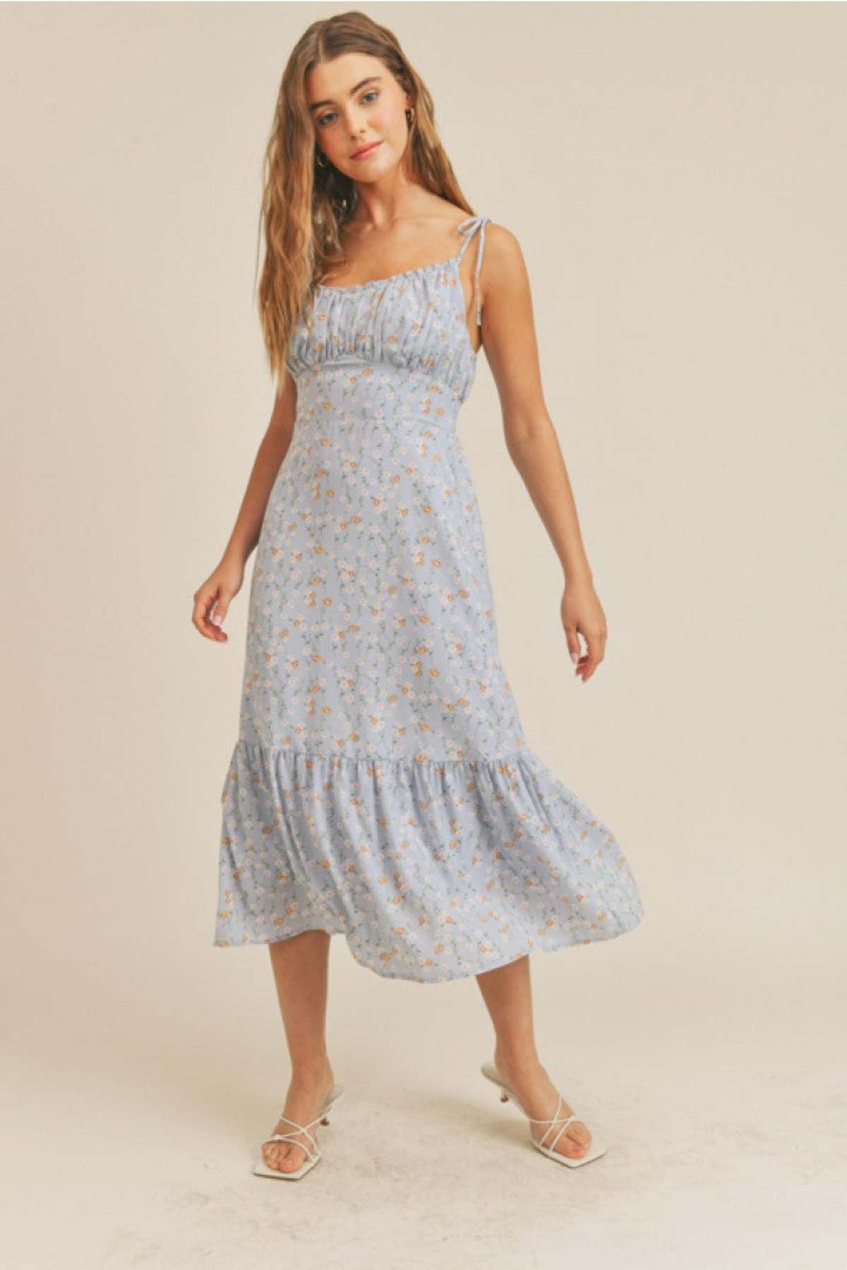 Azalea Audrey Floral Midi Dress - Blue Floral | Garmentory