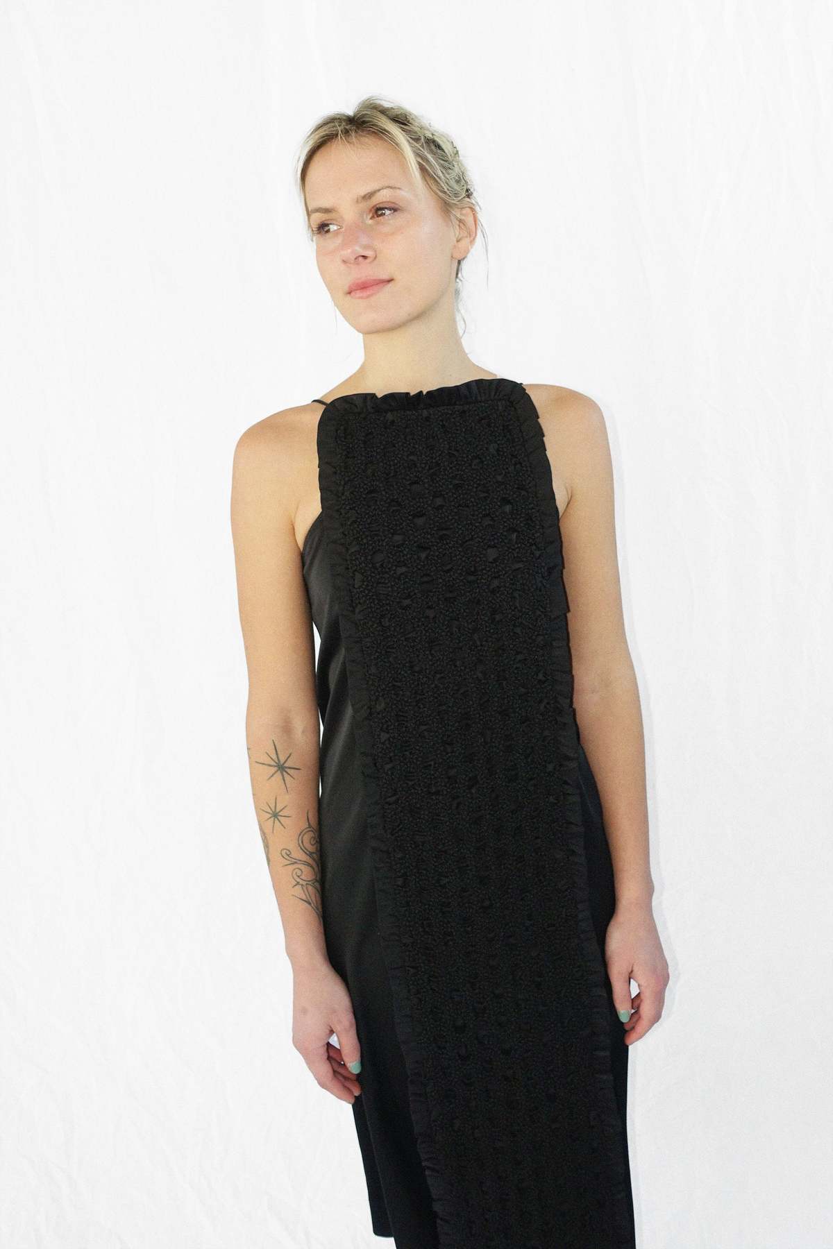 Ganni Smocked Panel Slip Dress - Black | Garmentory