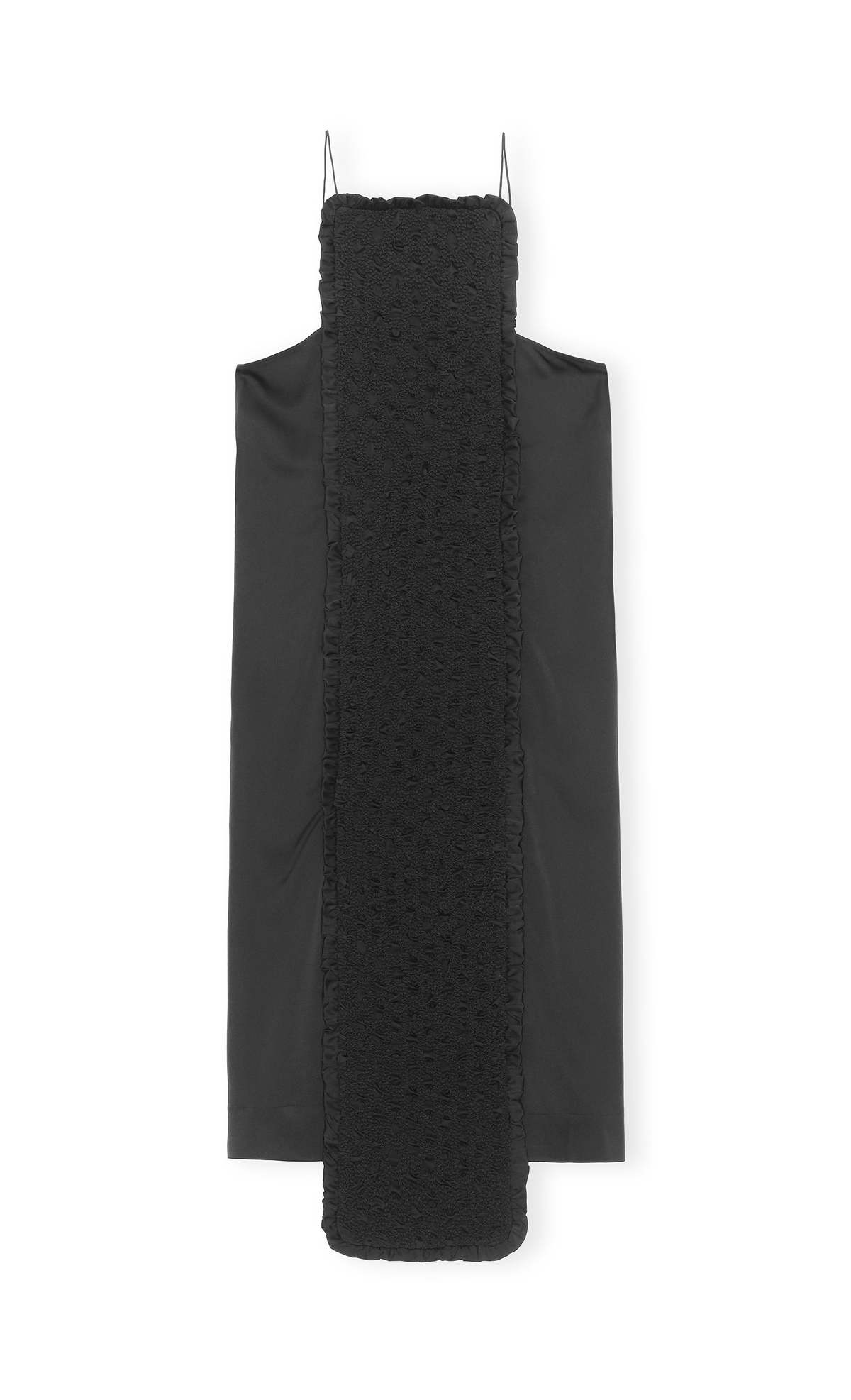 Ganni Smocked Panel Slip Dress - Black | Garmentory
